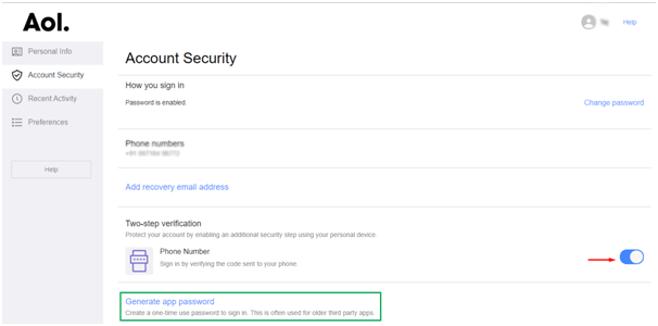Turn On Two Step Verification & Generate 3rd App Password